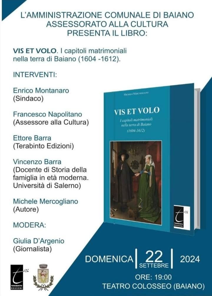 Baiano, la presentazione del libro di Michele Mercogliano “Vis et volo ...